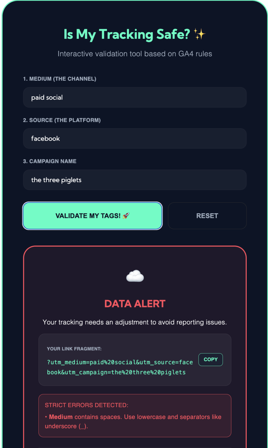 Interactive Google UTM Checker & Validation Tool